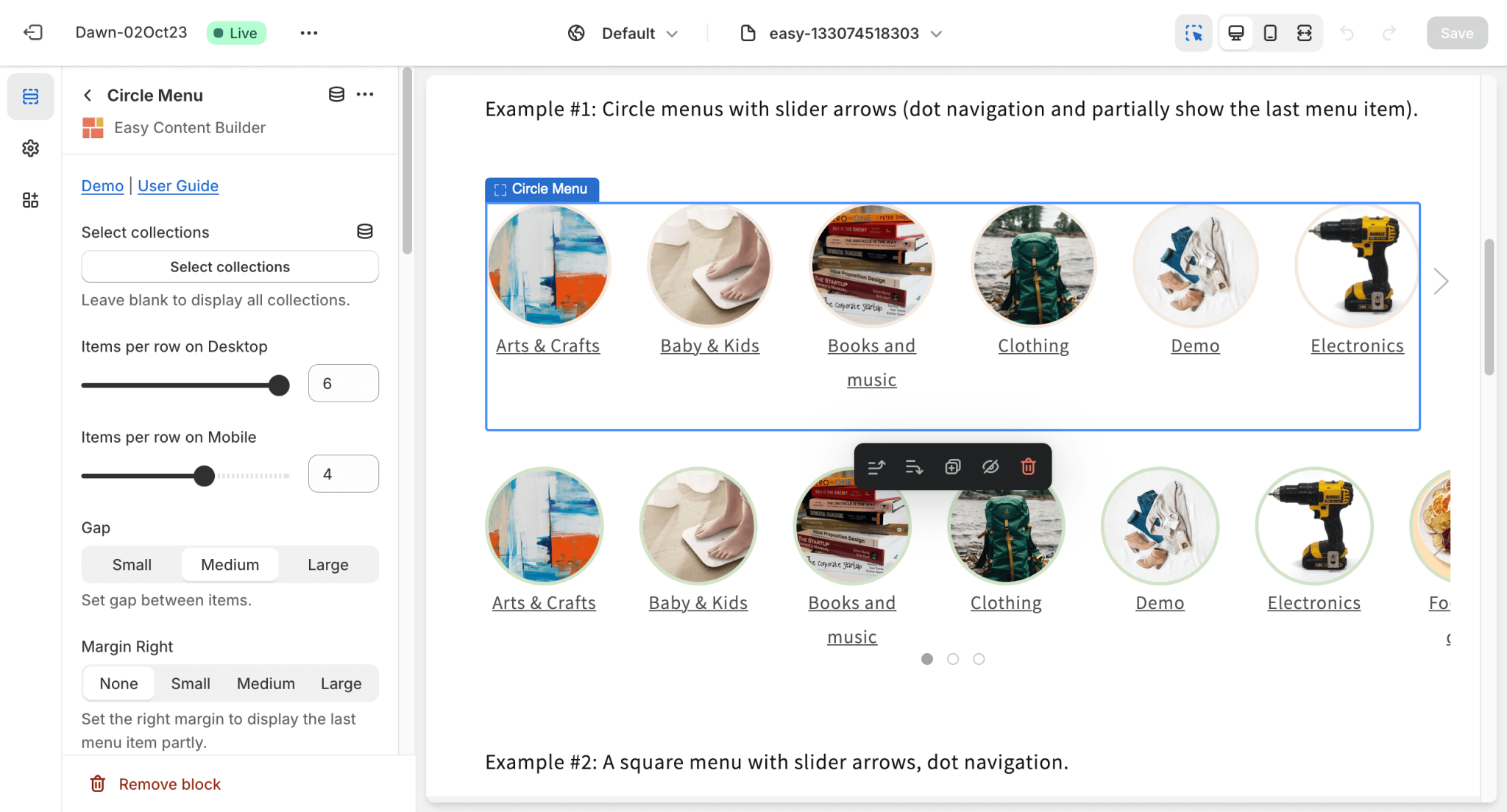 Block: Circle Menu - Posstack.com Documentation