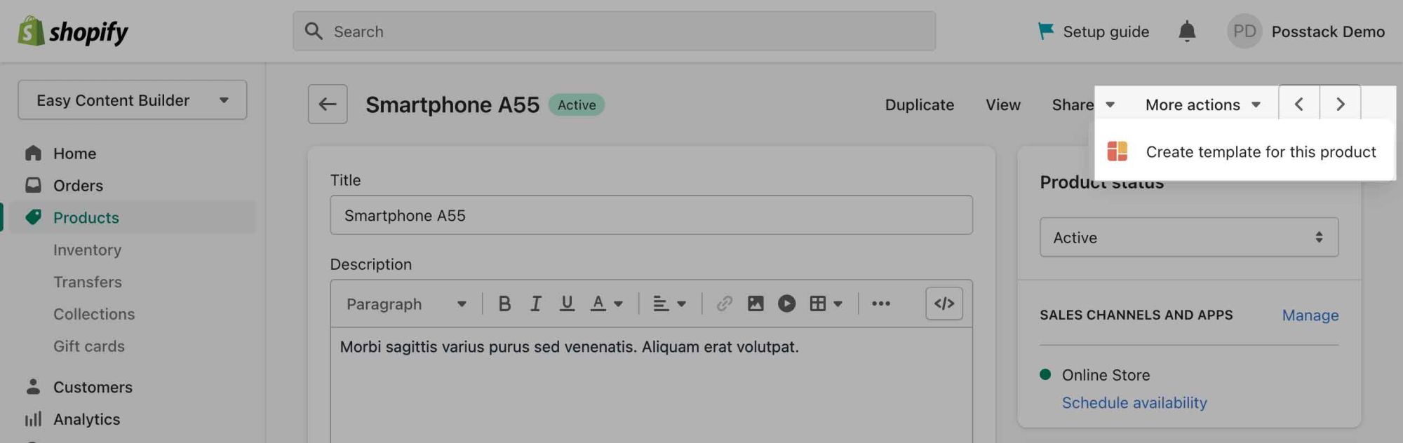 Create Template For Single Page - Posstack.com Documentations