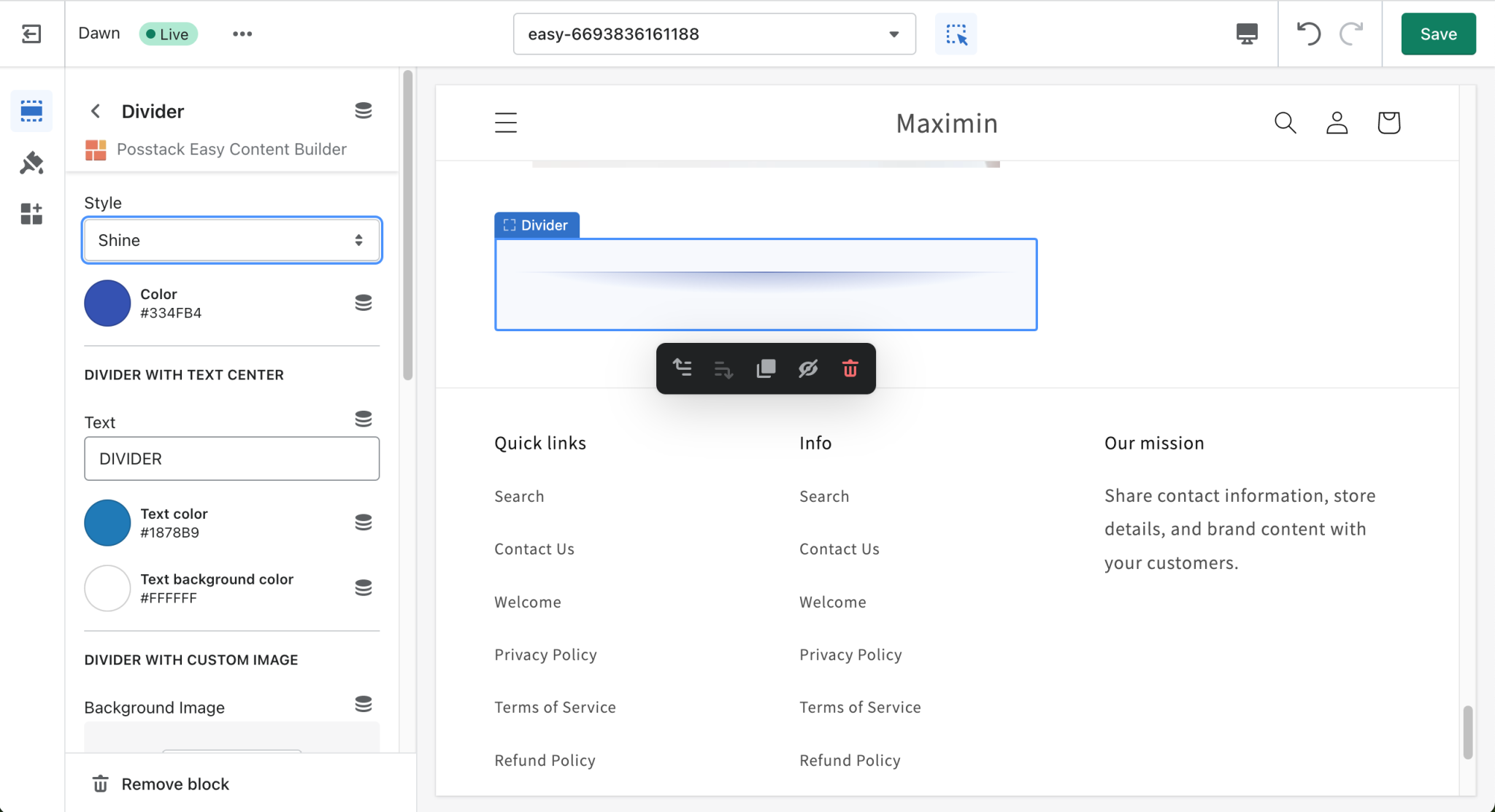 Block Divider - Posstack.com Documentations